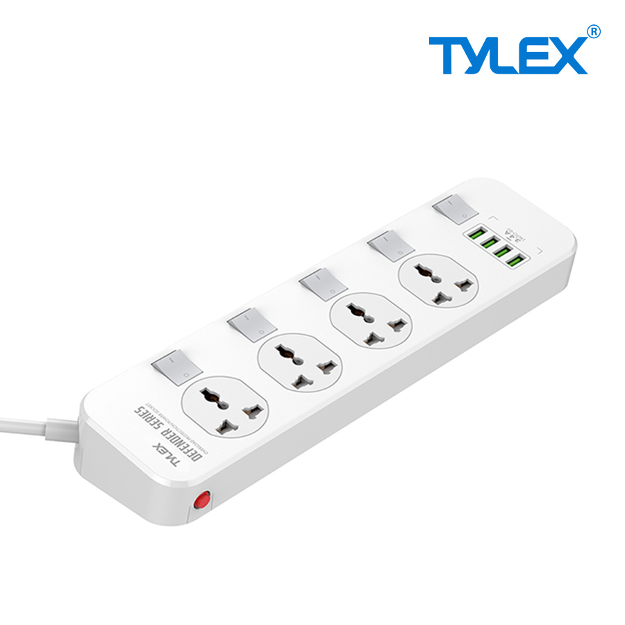 Tylex XE02 4 Universal Socket Outlet 2M Extension with 4 USB Ports Fast ...