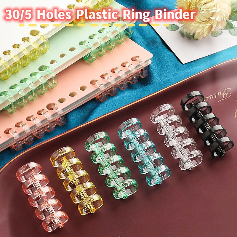 Plastic 5 Hole Binding Ring DIY Transparent Binder Loop A4 A5 A6 Loose ...