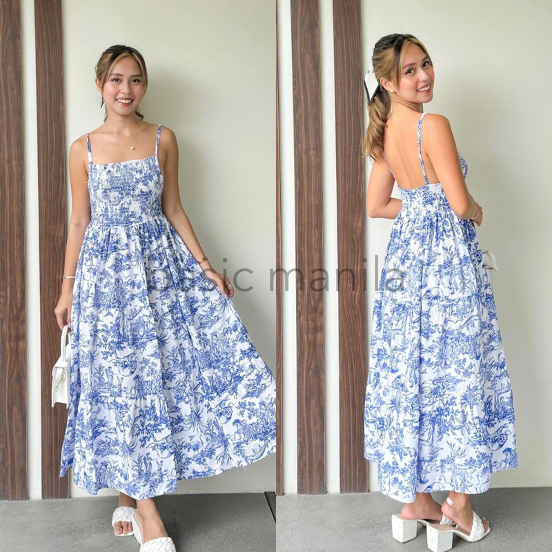 Smocked Halter Linen Maxi Dress by Basic Manila | Shopee Philippines