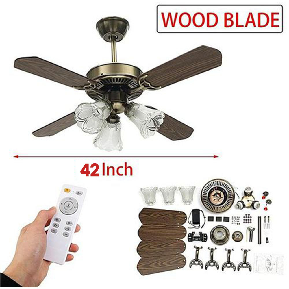 AMEI 42CM American Windhaven Ceiling Fan Modern Retro Gold Chandelier ...