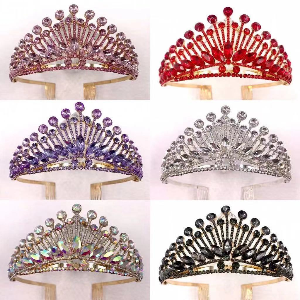 MISS CHIC Colored Bridal Crown Tiara Crystal Rhinestone Crown Luxurious ...