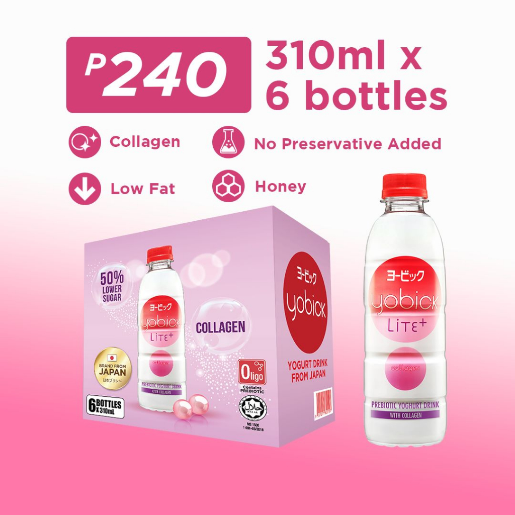 Yobick Prebiotic Yoghurt Drink- Lite+ with Collagen (Box of 6) | Shopee ...