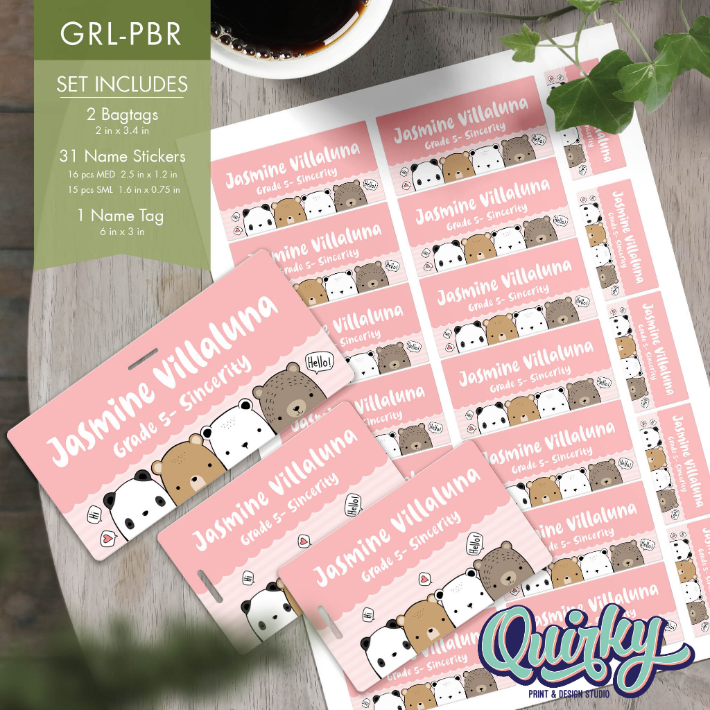 Personalized Back To School Set - Girl Designs - Name Tag, Bag Tag and ...