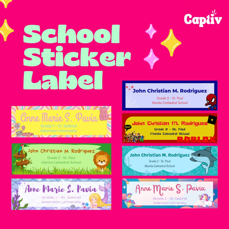 Customized School Sticker Label Waterproof | Name sticker for school ...