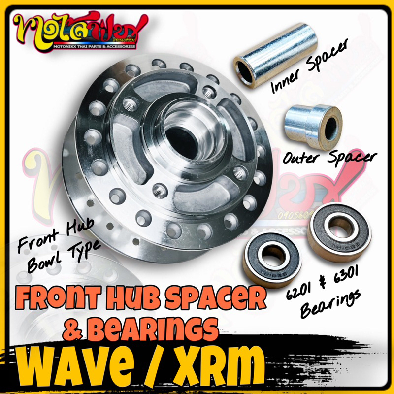FRONT HUB (Bowl Type) Spacer & Bearings For Wave125 / Xrm110 | Shopee ...