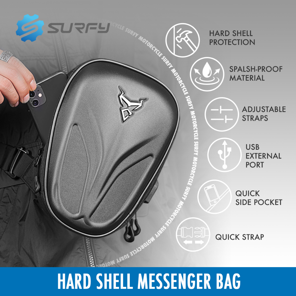 MotoCentric Leg Bag Hard Shell ABS Composite With USB Port Waterproof ...