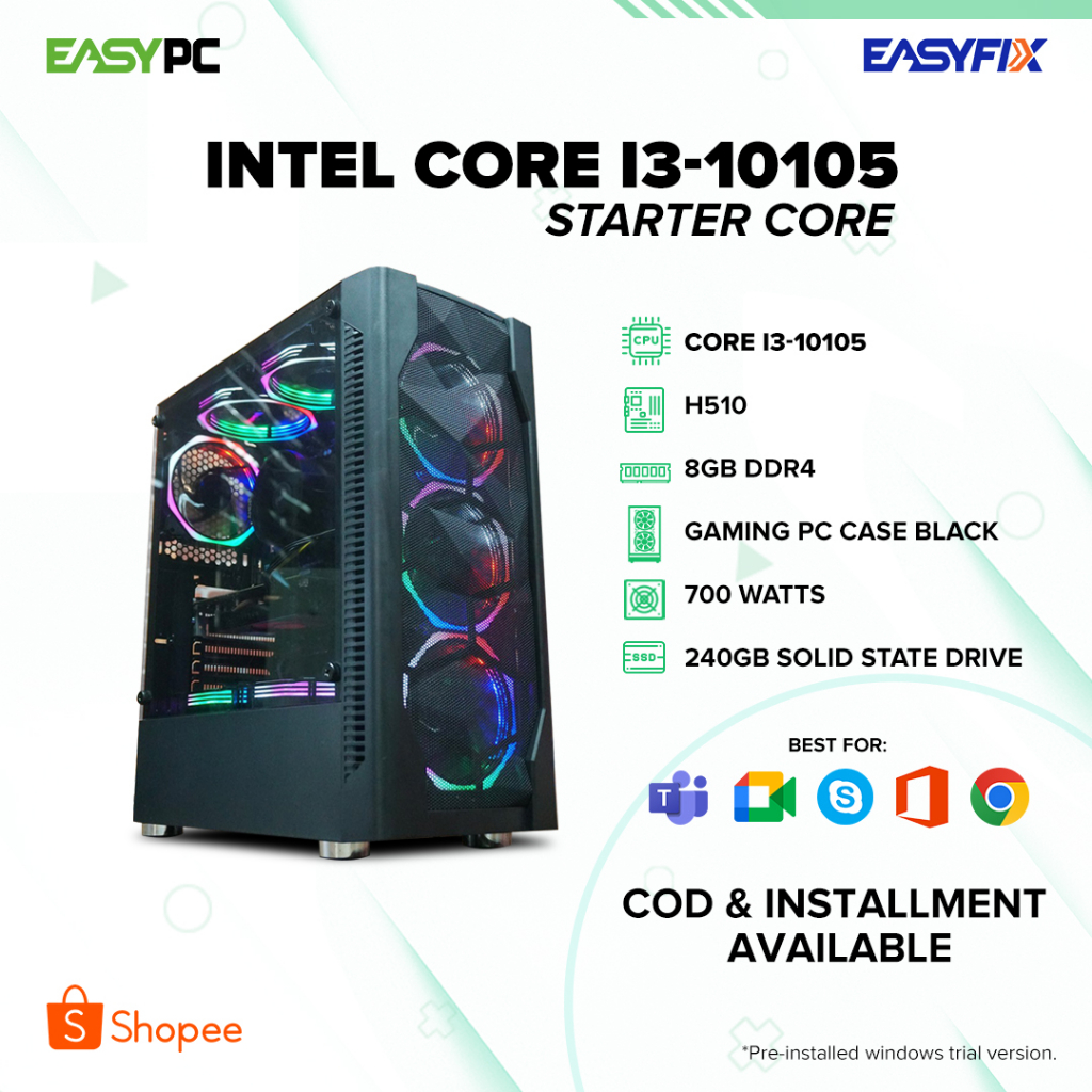 EasyPC | Easy Build INTEL I3 10105/ H510 / 8GB /240GB| Desktop Computer ...