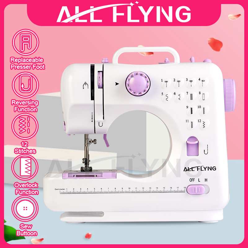 【ALL FLYING】Portable Sewing Machine Mini Electric Household 12 Stitches ...