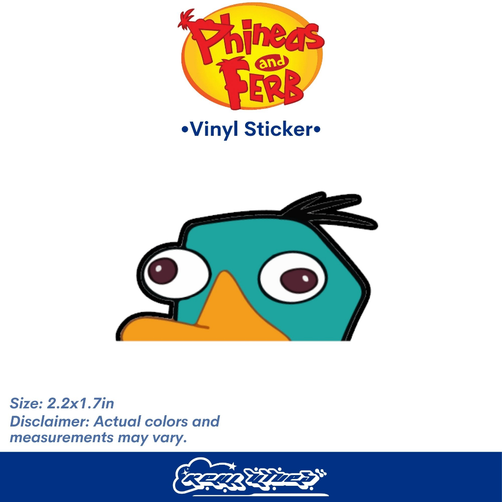 Phineas and Ferb Perry the Platypus Sticker Vinyl Peeker Stickers ...
