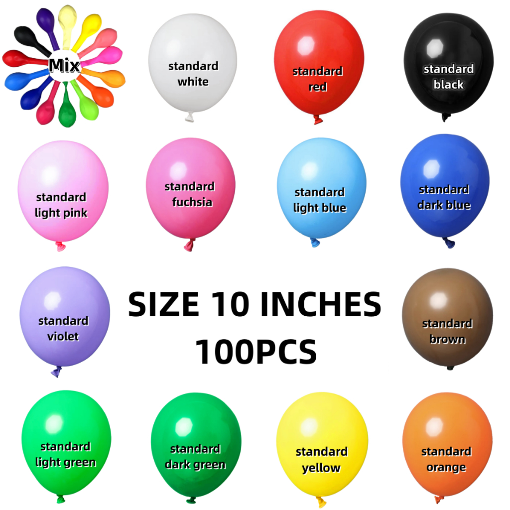 100Pcs Size 10 Inches Standard Ordinary Balloons Decoration Birthday ...