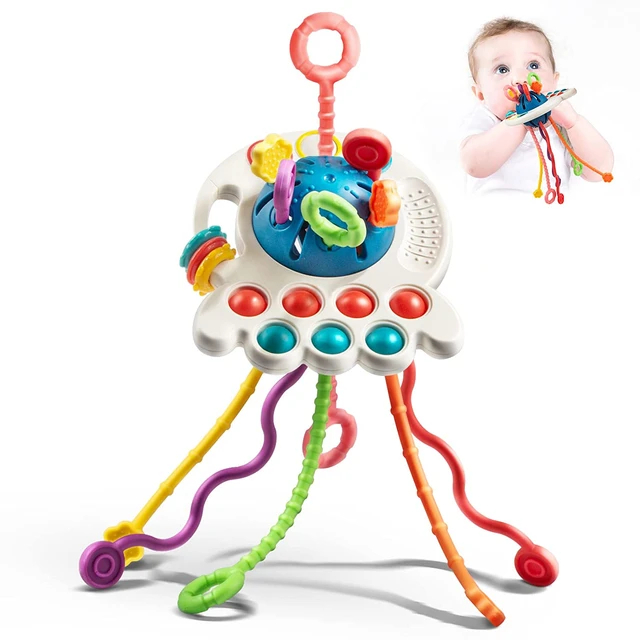 Montessori Pull String Sensory Toys Baby 6 12 Months Silicone Activity ...