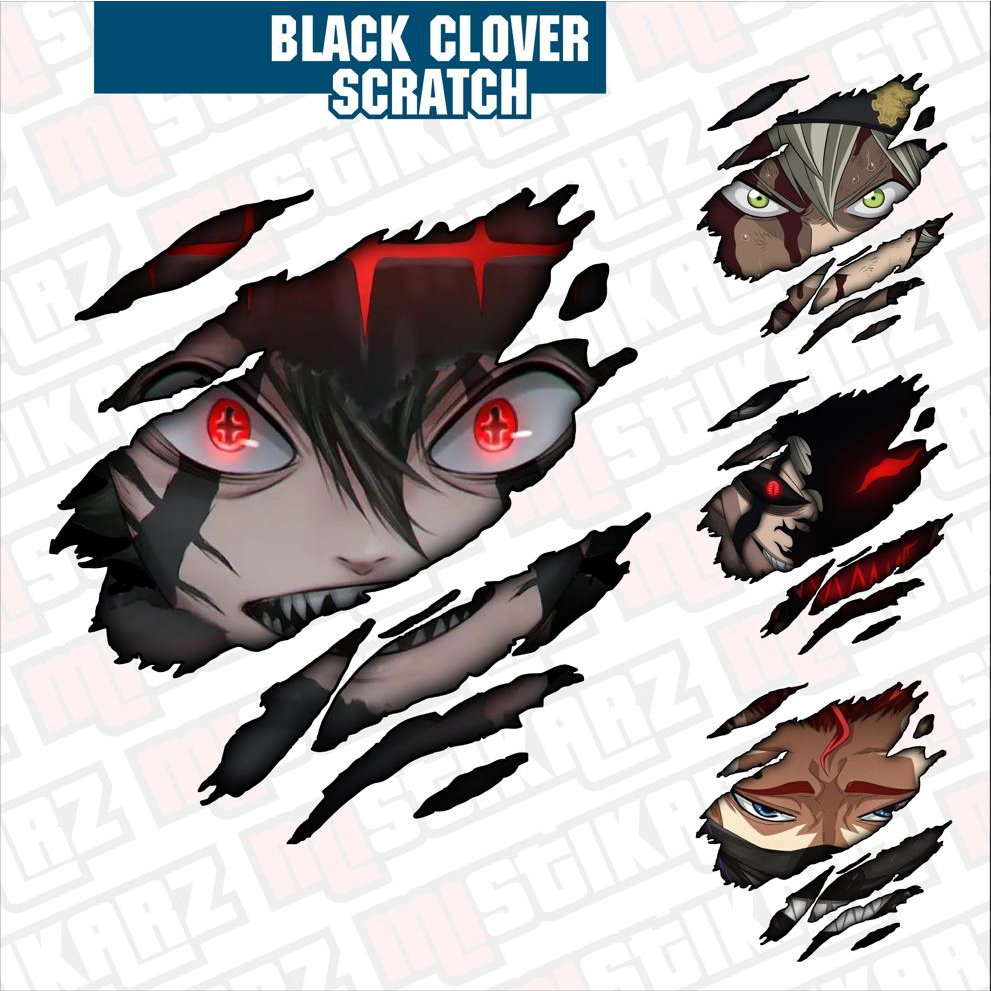 Black Clover Scratch Anime - Waterproof Sticker (White Glossy Finished ...