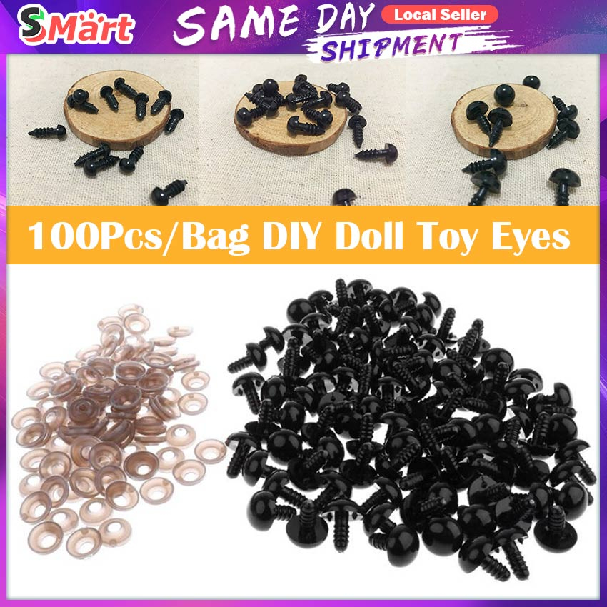 【In Stock】100pcs 5 7 10mm Eyeball Black Plush Eyes Toys Kids Diy Craft ...