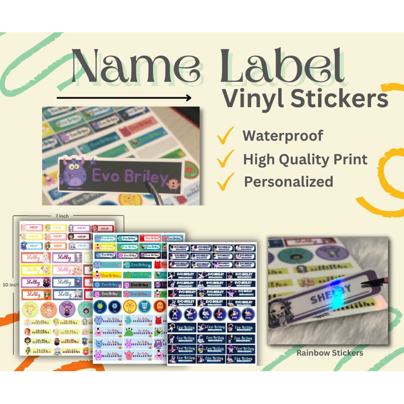 Name label sticker/ sticker label/ personalized sticker/ waterproof ...