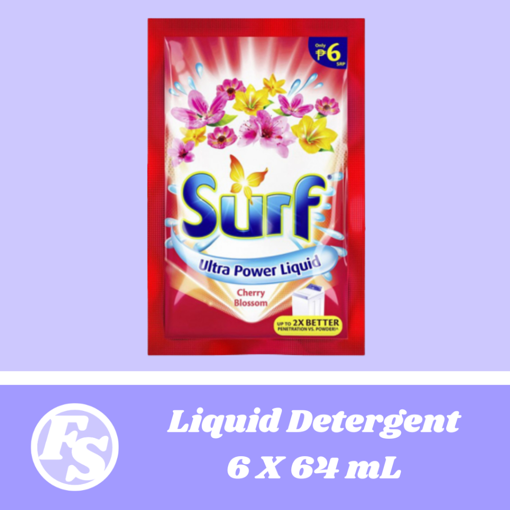 Surf Ultra Power Liquid Cherry Blossom Laundry Detergent 64mL (Set of 6 ...