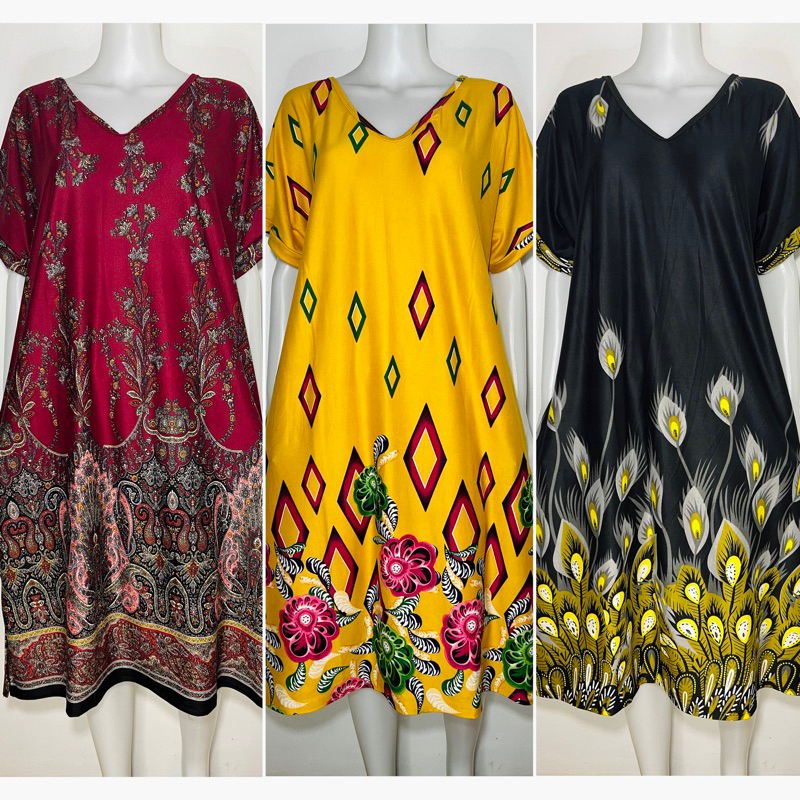 PLUS SIZE V-NECK DRESS WITH POCKET | OVERSIZED PAMBAHAY DASTER FIT UP ...