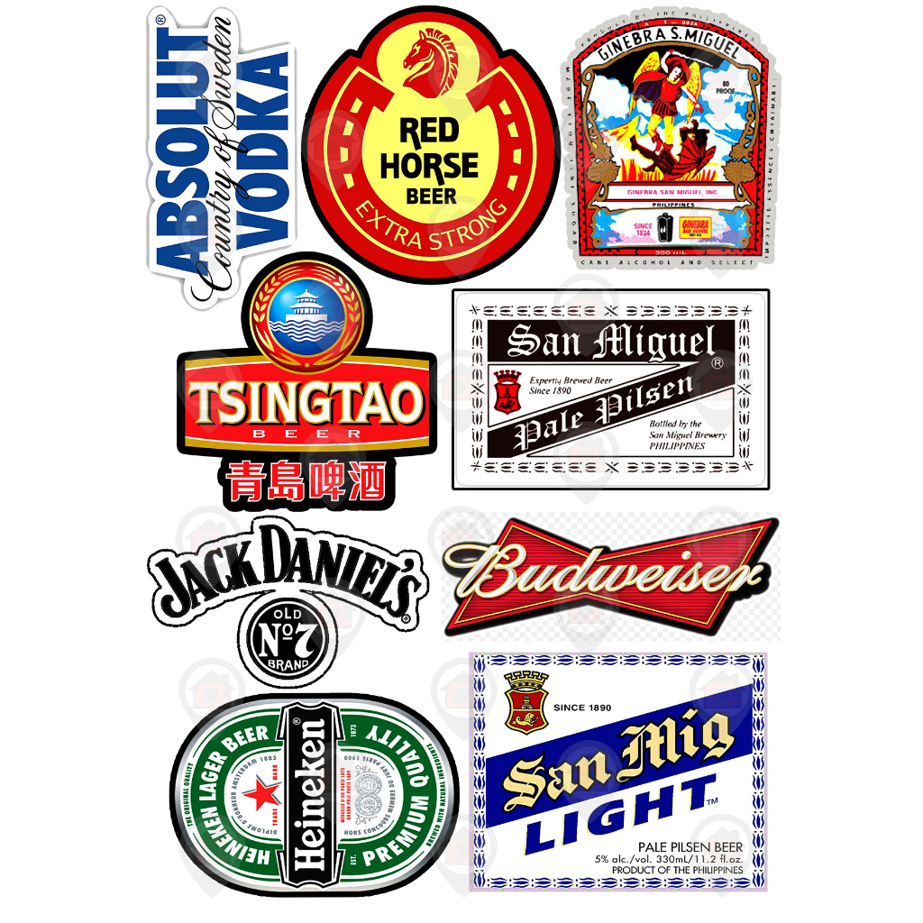 LIQUOR BRAND VINYL SET WATERPROOF AND LAMINATED STICKERS | Shopee ...