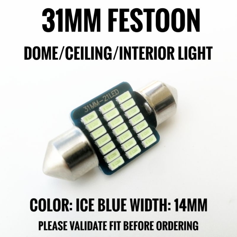 31mm LED Festoon Dome/Interior/Ceiling Lamp Bulb Ice Blue Color | Shopee Philippines