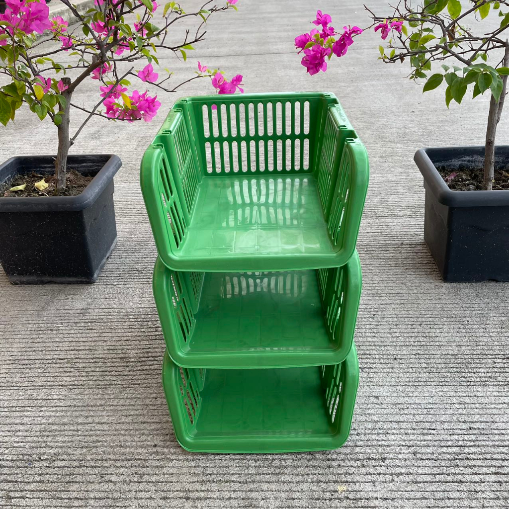 FAMILIFE 3-Tier Multi Purpose Plastic Colorful Storage Rack Stand ...