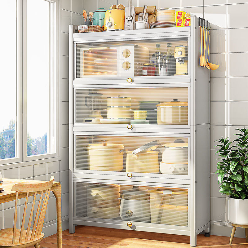 3/4/5 Layers Kitchen Rack Dustproof Storage Cabinet Carbon Steel Multi ...