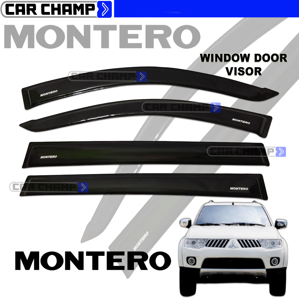 Mitsubishi Montero 2009 to 2015 INJECTION TYPE Window Door Visor Black ...