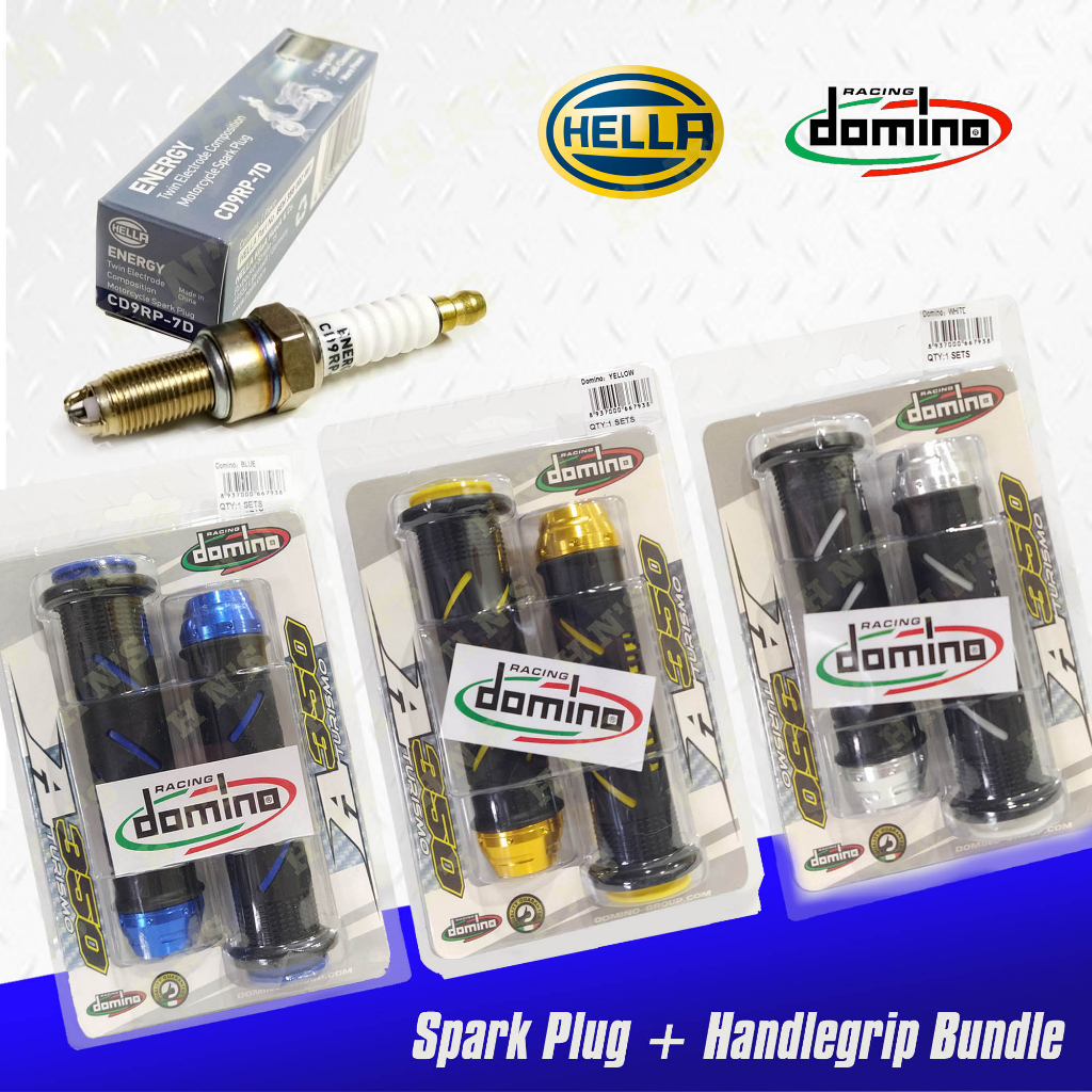 Hella Twin Electrode Spark Plug CD9RP-7D with Domino Handle Grip Bundle ...