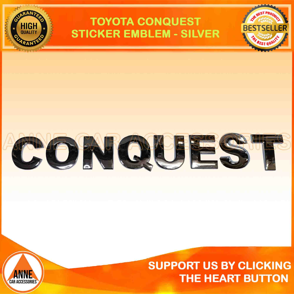 Car Hood Emblem Sticker for Toyota Hilux Conquest Black / Silver Decals ...