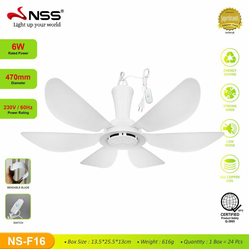 NSS Electric Ceiling Fan 4 Blades 700MM 12W Portable Ceiling fan Wall ...