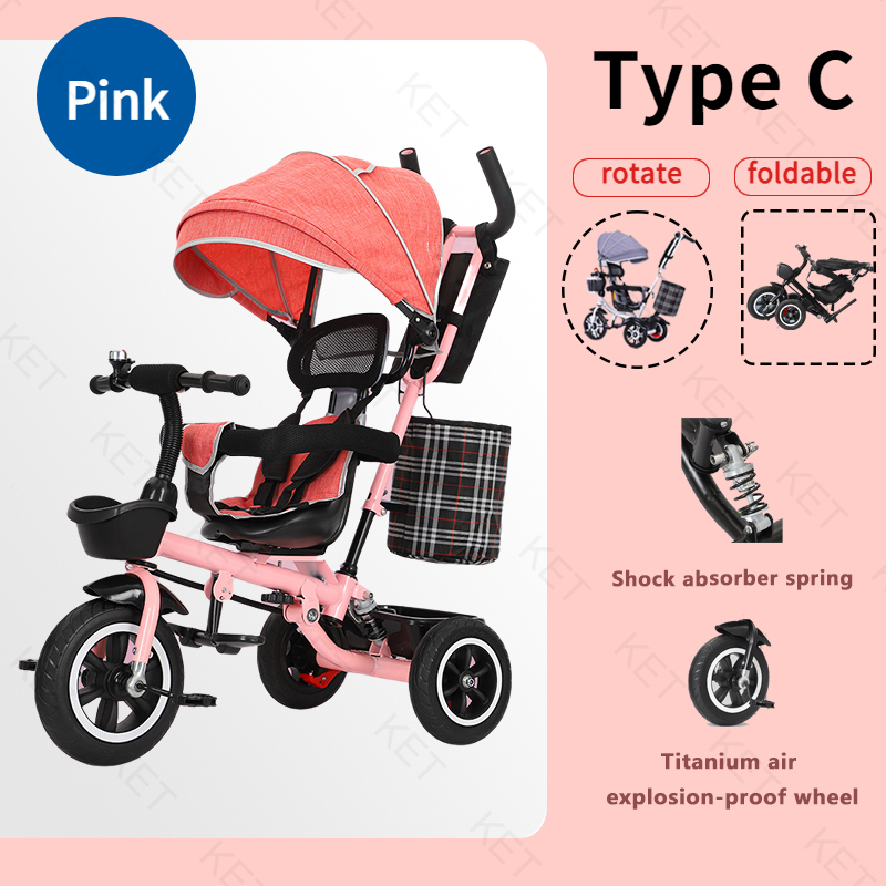 4 In 1 kids bike baby tricycle Children Tricycle Baby Stroller kids ...