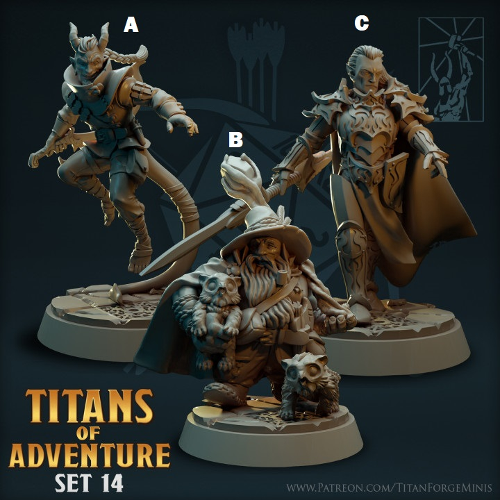 Titans Of Adventure Set 14 - Tiefling Rogue, Fallen Paladin and Dwarf ...