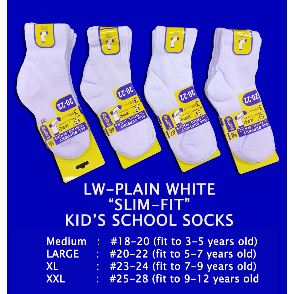 School White Socks for Kids Boy and Girl 5-15 years old K-12 (3 pairs ...