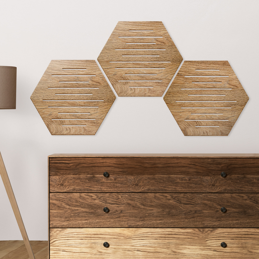 Acepunch Hexagon Wood Art Panel Isometric Waves Wood Triangle Wave ...