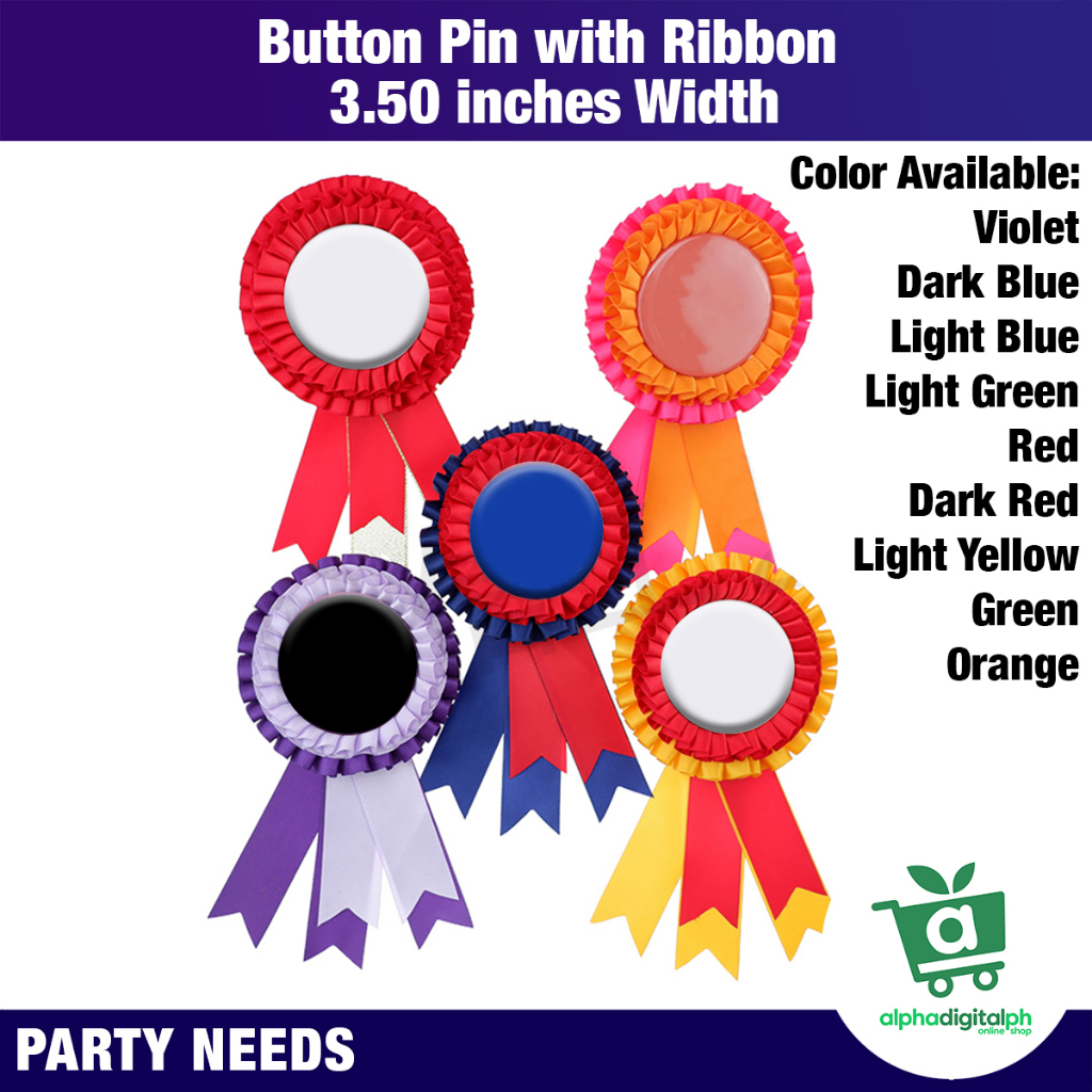 Button Pin with Ribbon for Sash Award Birthday Graduation 3.5 inches ...