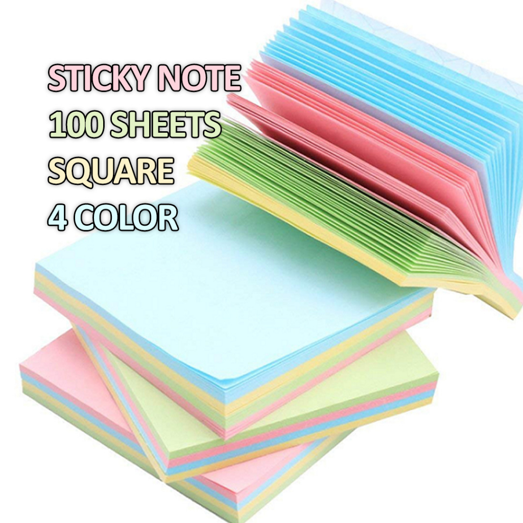 Sticky Memo Pad 100 Sheets Color Paper | Office | School | Shopee ...