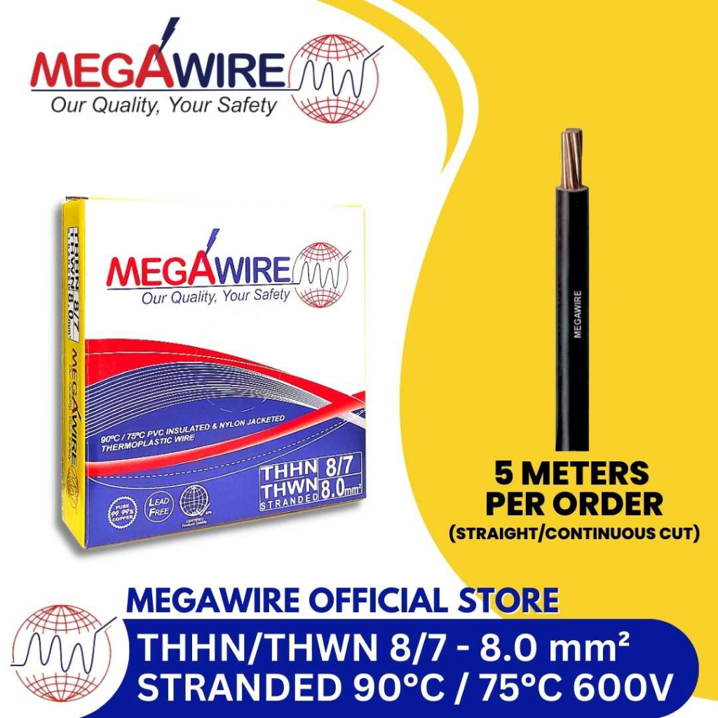 THHN/THWN 8/7 - 8.0mm² (5M) 90°/75° - 600V - STRANDED (5 METERS PER ...