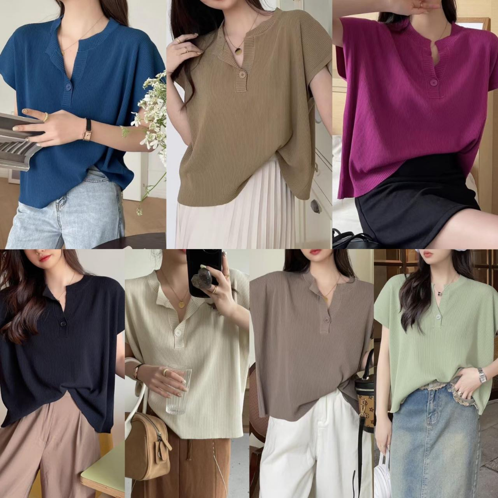 606 Melody Fashion One Working Button Batwing Sleeve Oversize Knitted ...