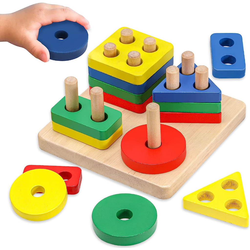 iBaby Early Educational Wooden Toy Wooden Shape Color Sorting Preschool ...