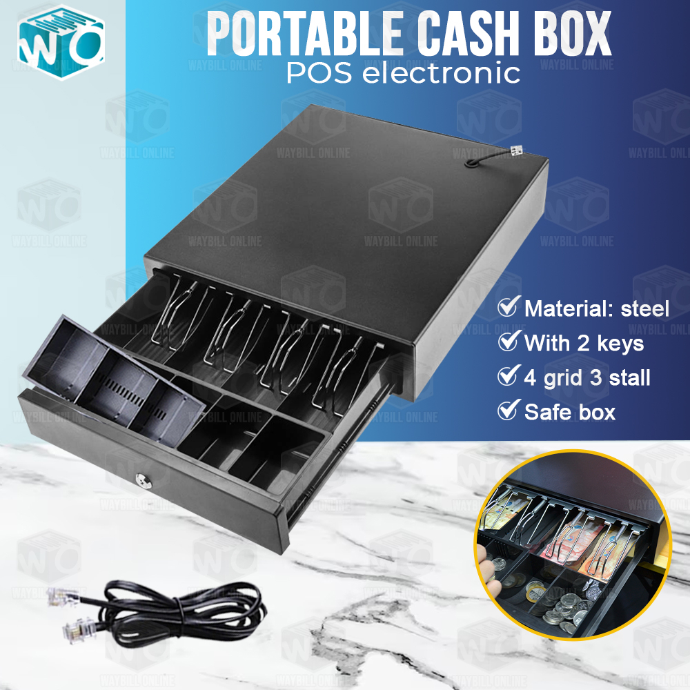 Cash Box Portable Security Safe Box Lock Metal POS electronic storage 4 ...