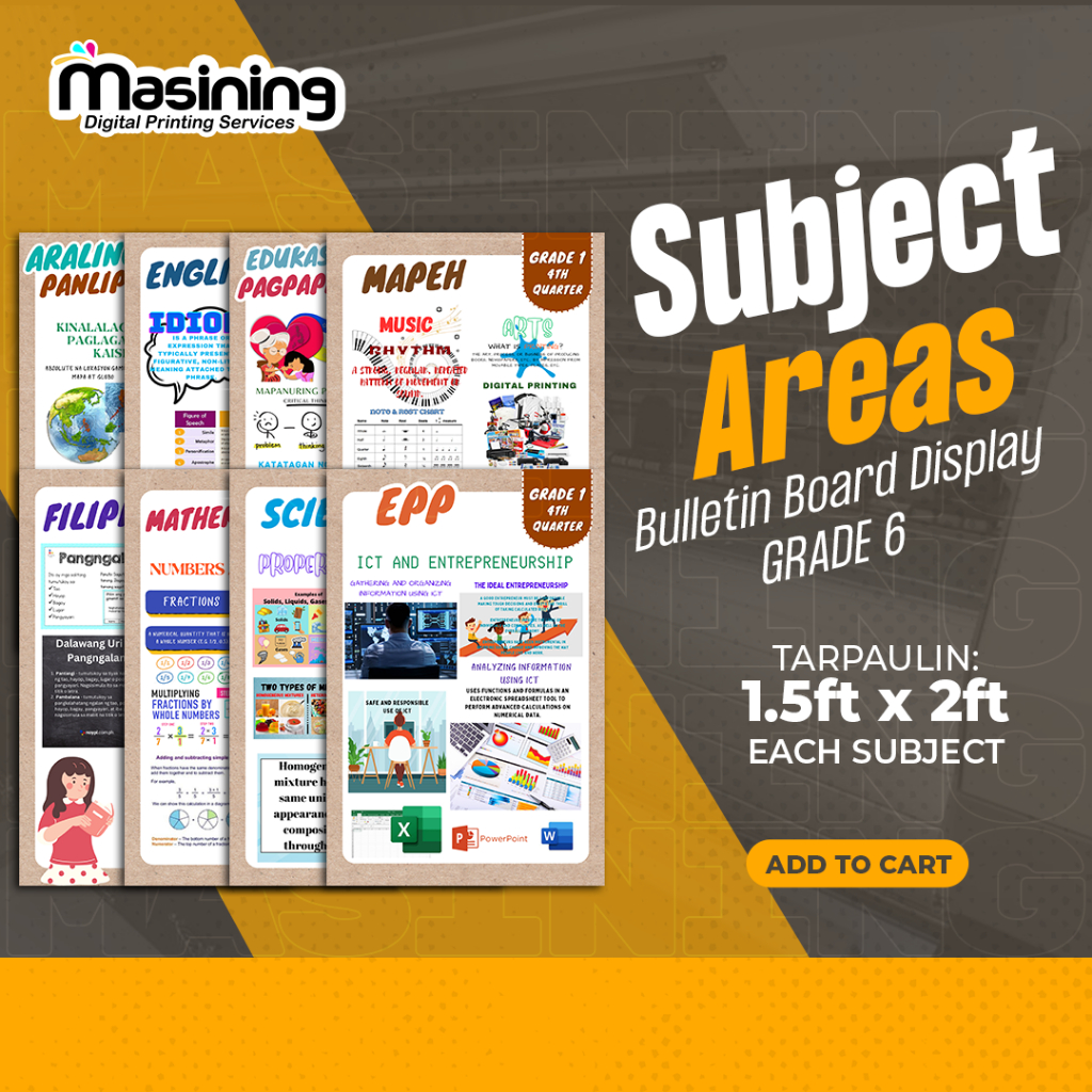 Subject Areas GRADE 6 Bulletin Board Display Tarpaulin 1.5ft x 2ft ...