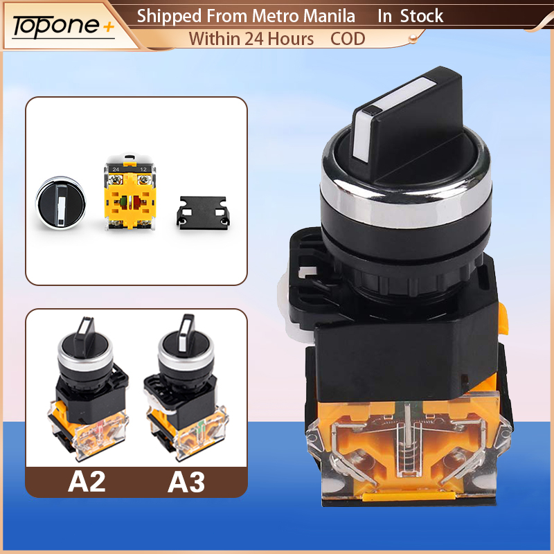 22mm Rotary Selector Switch Latching Momentary DPST 10A 400V Self-reset ...