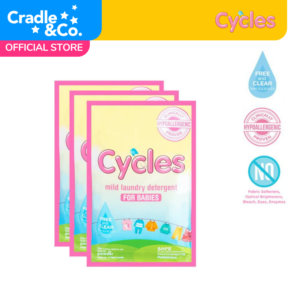 Cycles Mild Laundry Detergent Powder 100g x3 (300g) | Shopee Philippines