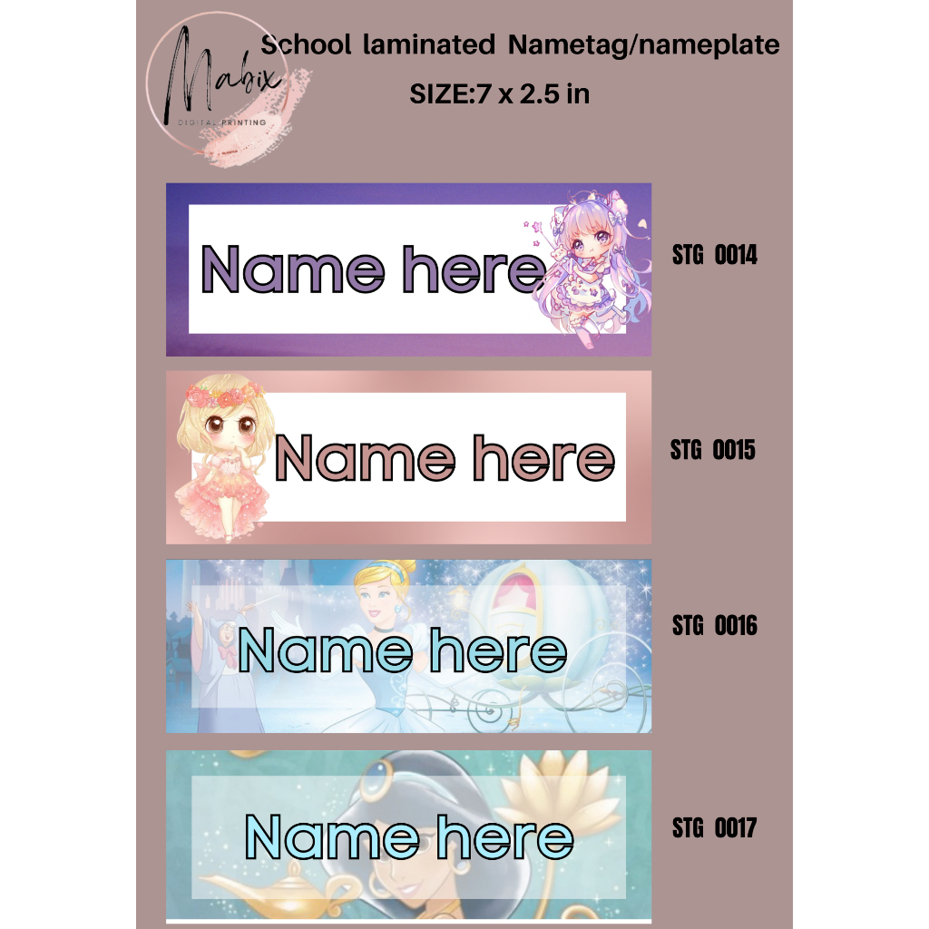 COSTUMIZED LAMINATED NAMETAG FOR SCHOOL BACK TO BACK PRINT | Shopee ...