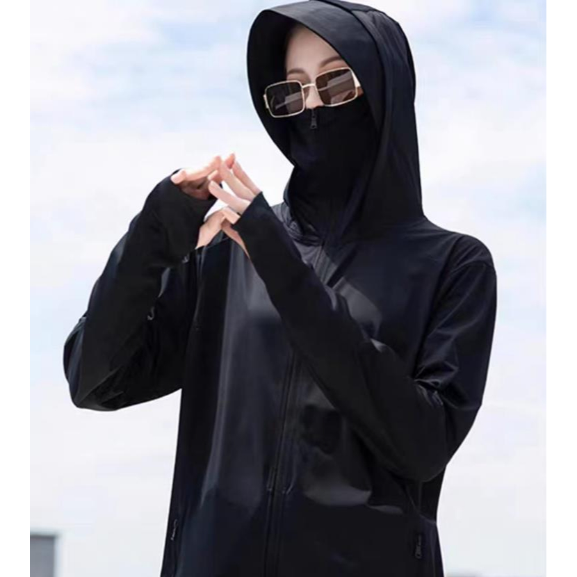 Women's outdoor hooded long sleeve sun shield UV protection jacket lce ...