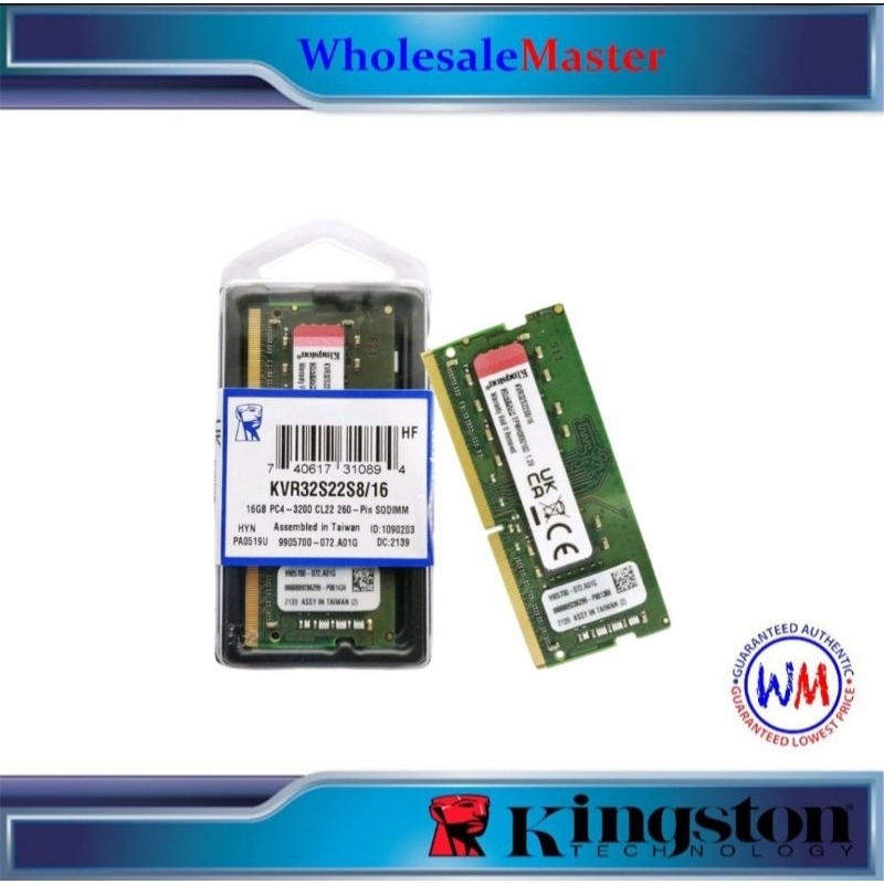 Kingston ValueRAM 16GB DDR4 3200Mhz CL22 SODIMM Laptop Memory KVR32S22S8/16 | Shopee Philippines