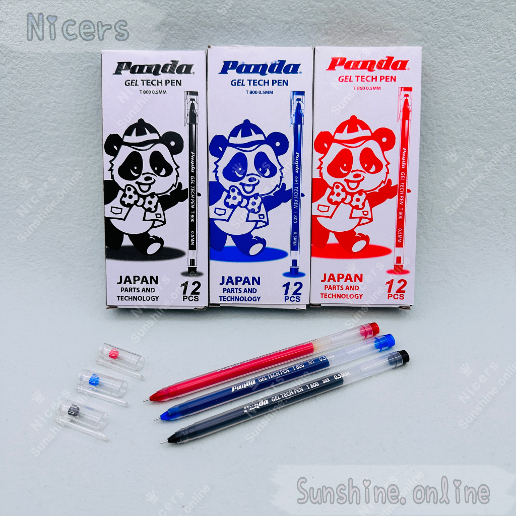 Original 12pcs PANDA Gel Tech Pen 0.5mm Sign pen Gel Pen #T800 | Shopee ...