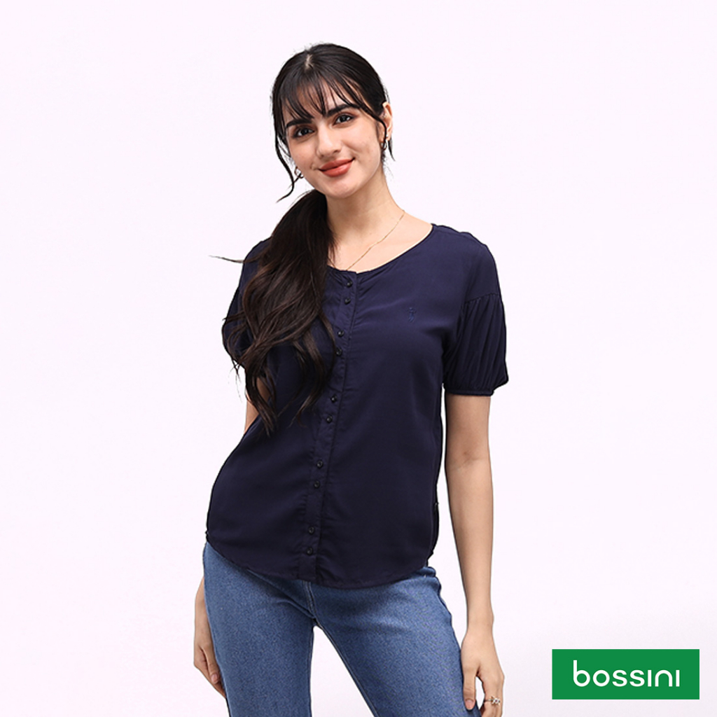 Bossini Ladies Woven Plain Rayon Short Sleeve Blouse OST04-0053 ...