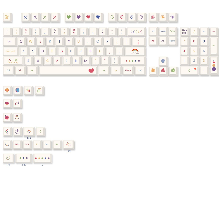 140 Keys PBT Dye-Sublimation Rainbow Keycaps Set XDA Profile Keycap ...