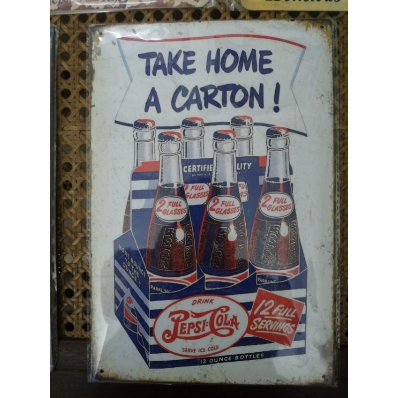 Vintage-design PEPSI tin wall decor bought from Thailand | Shopee ...