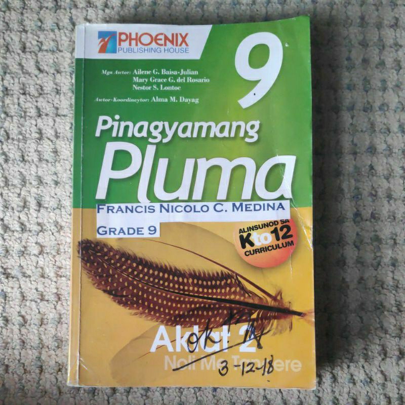 Used Pinagyamang Pluma Aklat 2 Noli Me Tangere Grade 9 Book | Shopee ...
