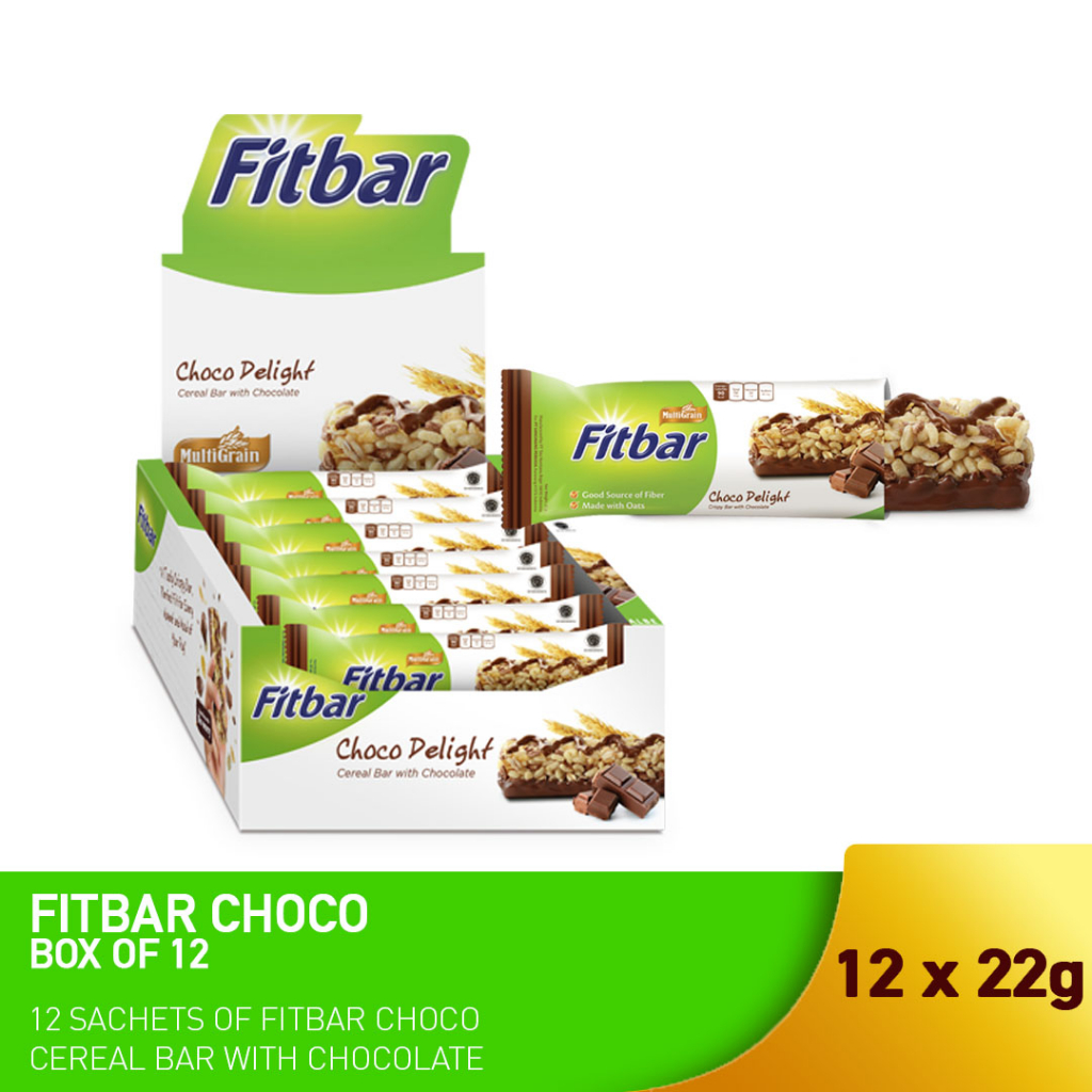 Fitbar Cereal Bar Chocolate Regular Pack (12 x 22g) | Shopee Philippines